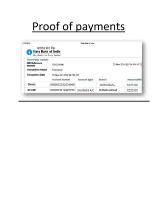 Proof of payment | DOCX | Business | Business and Finance