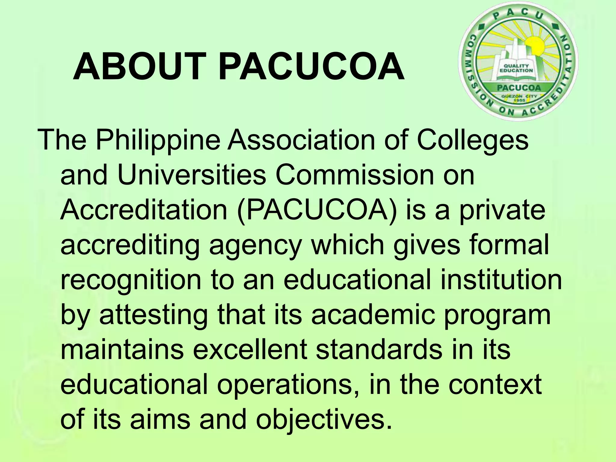 Proof of Quality Assurance Through PACUCOA Accreditation | PPTX
