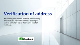 Proof of Residency Letter, Address Proof Letter | PPTX