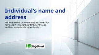 Proof of Residency Letter, Address Proof Letter | PPTX