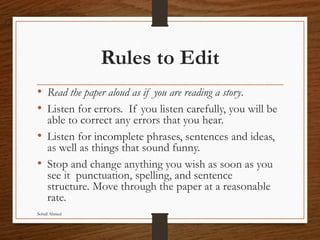 Proof reading, editing and revising by sohail ahmed | PDF