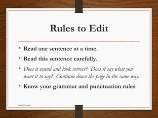 Proof reading, editing and revising by sohail ahmed | PDF