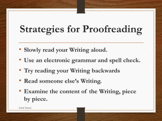 Proof reading, editing and revising by sohail ahmed | PDF