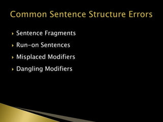 Proofreading, Sentence structure, & Self Editing | PPTX