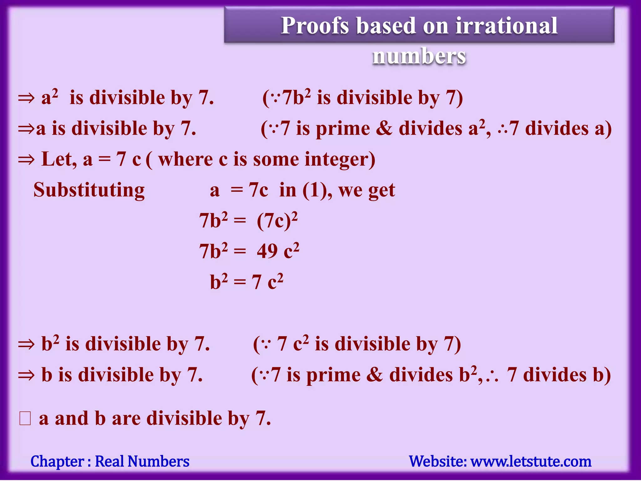 Real Numbers - Proofs based on irrational numbers for Class 10th maths ...