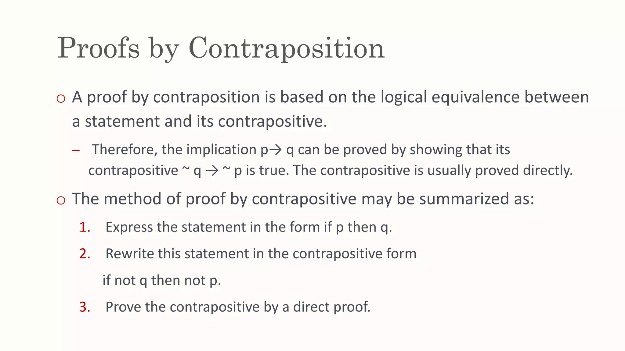 Proofs by contraposition | PPTX