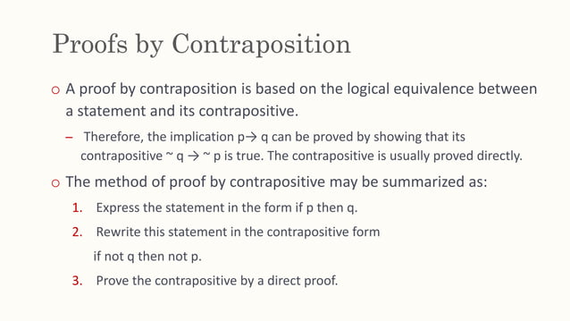 Proofs by contraposition | PPTX