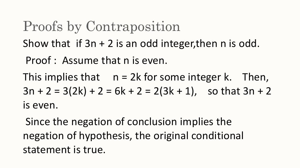 Proofs by contraposition