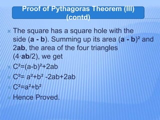 Pythagorean Theorem and its various Proofs | PPTX