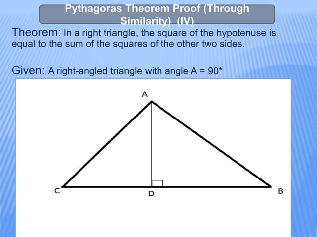Pythagorean Theorem and its various Proofs | PPTX