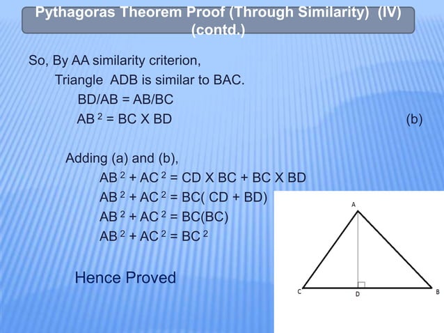 Pythagorean Theorem and its various Proofs | PPTX