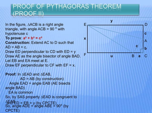 Pythagorean Theorem and its various Proofs | PPTX