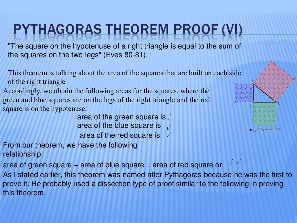 Pythagorean Theorem and its various Proofs