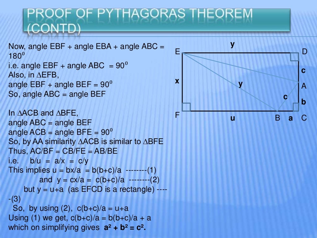 Pythagorean Theorem and its various Proofs