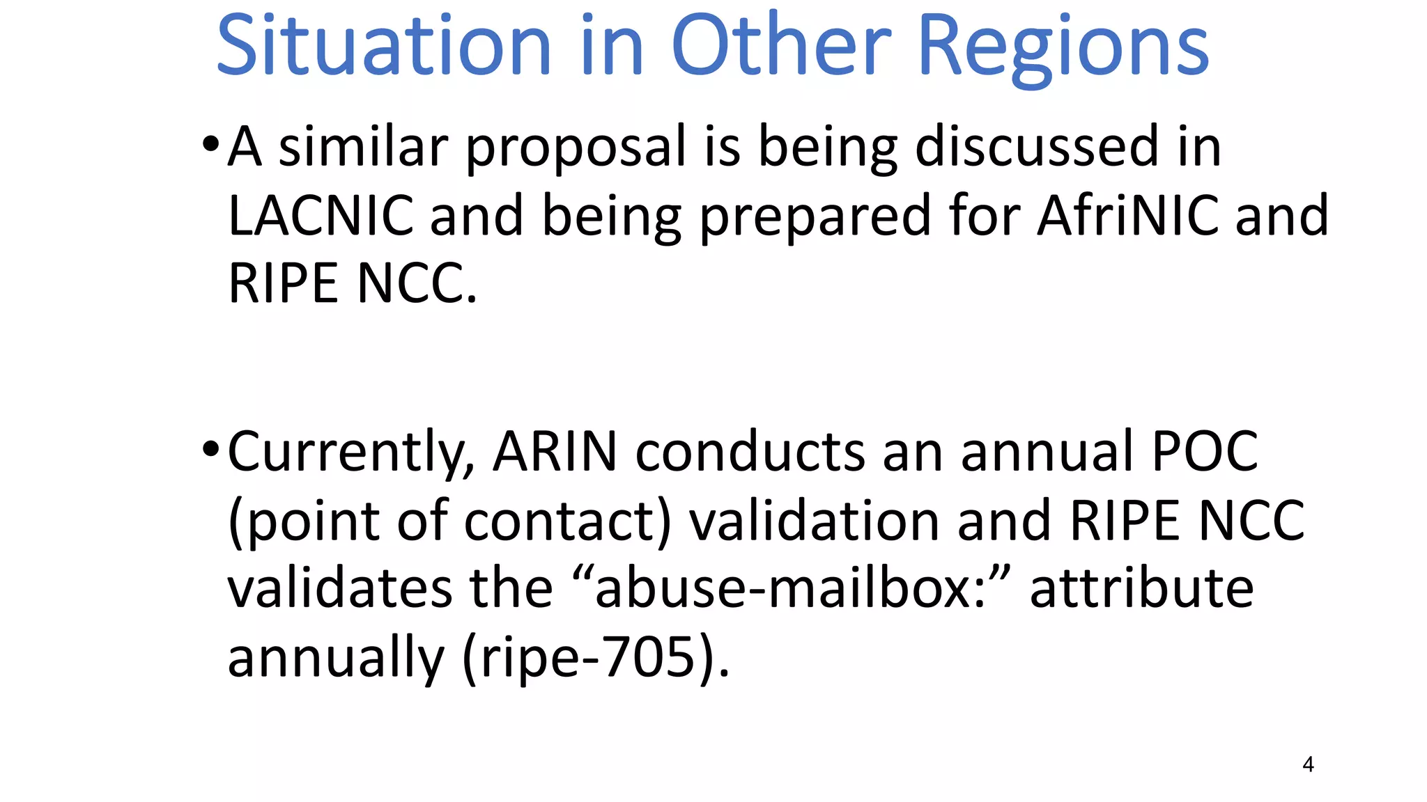 prop-125: Validation of "abuse-mailbox" and other IRT emails | PPT