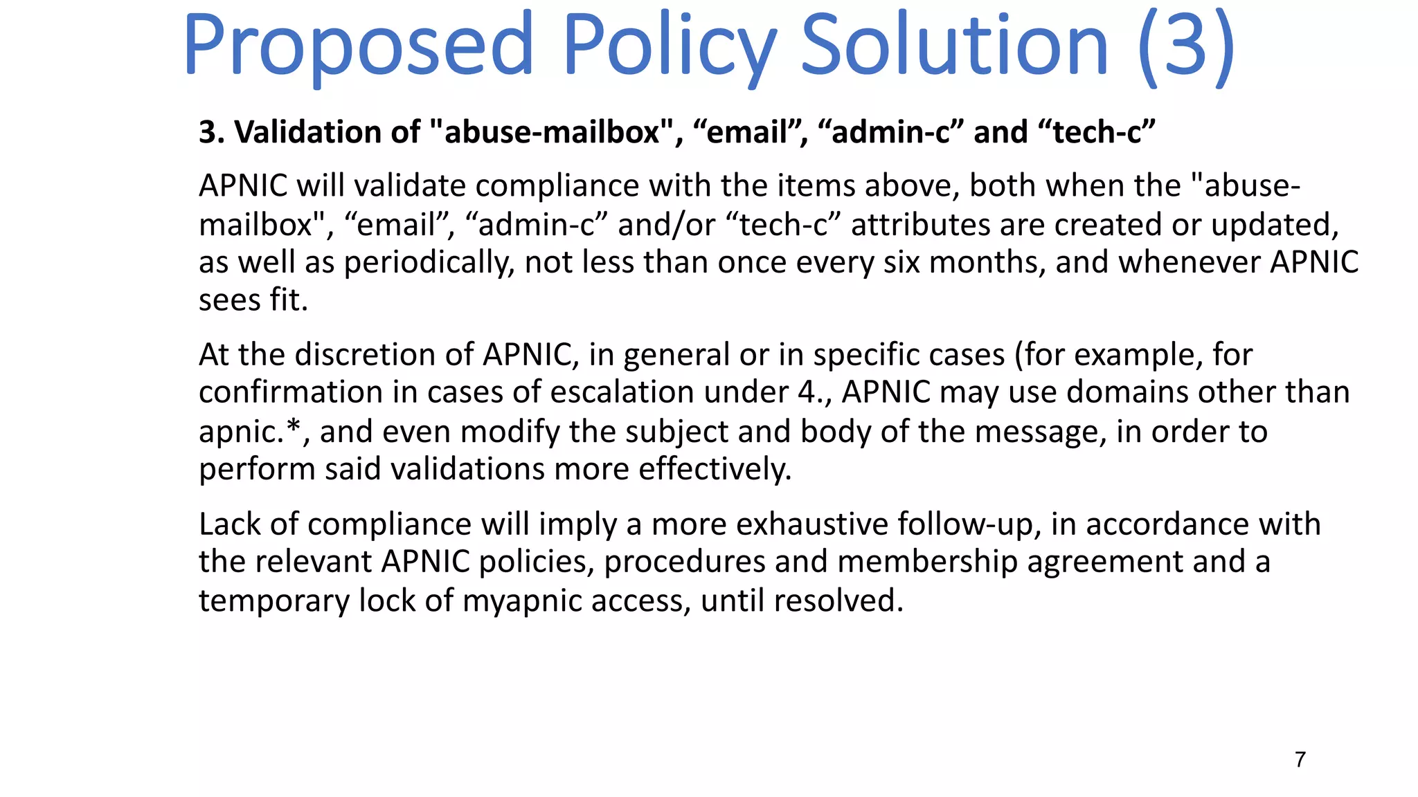 prop-125: Validation of "abuse-mailbox" and other IRT emails | PPT