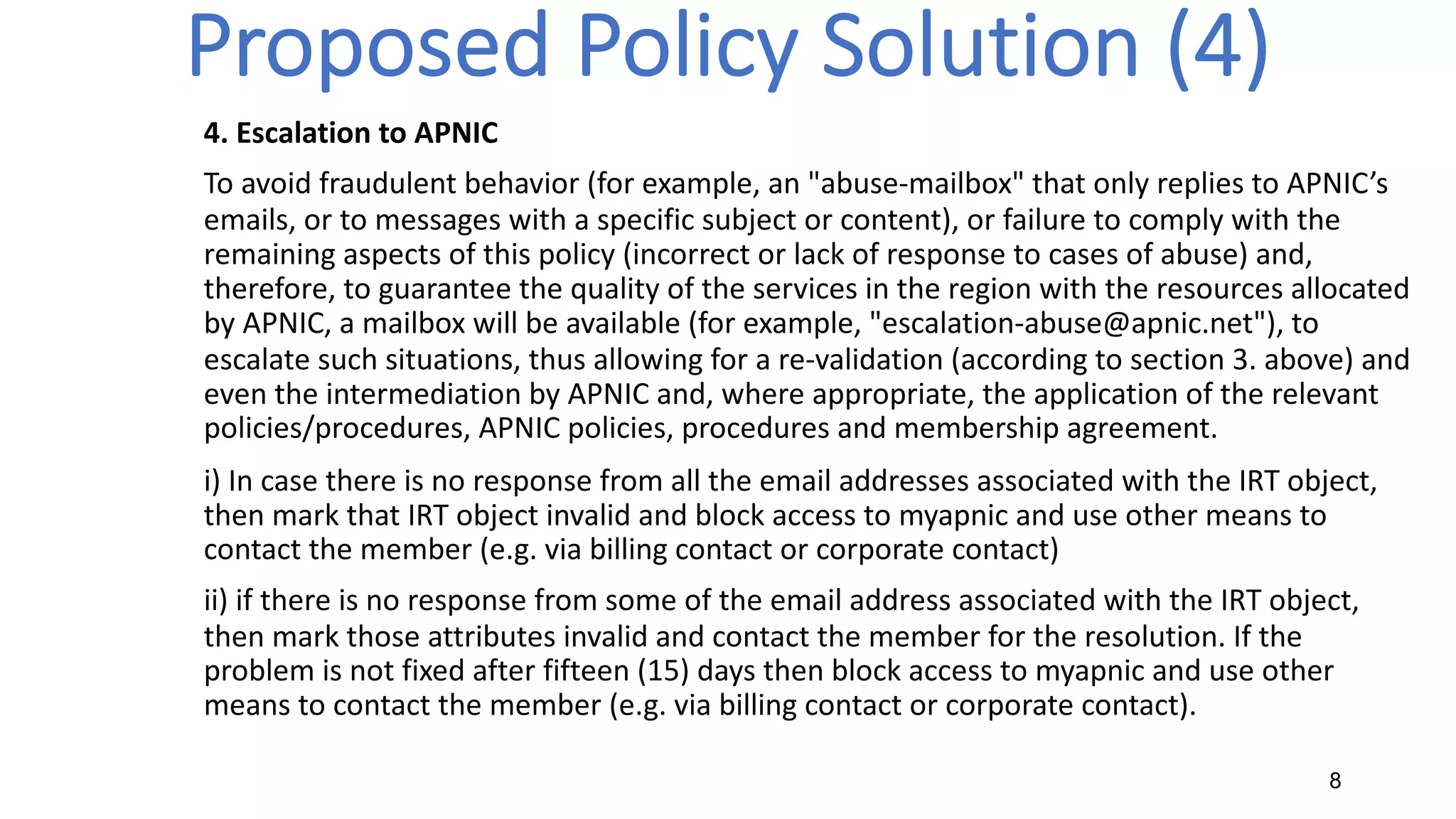 prop-125: Validation of "abuse-mailbox" and other IRT emails | PPT