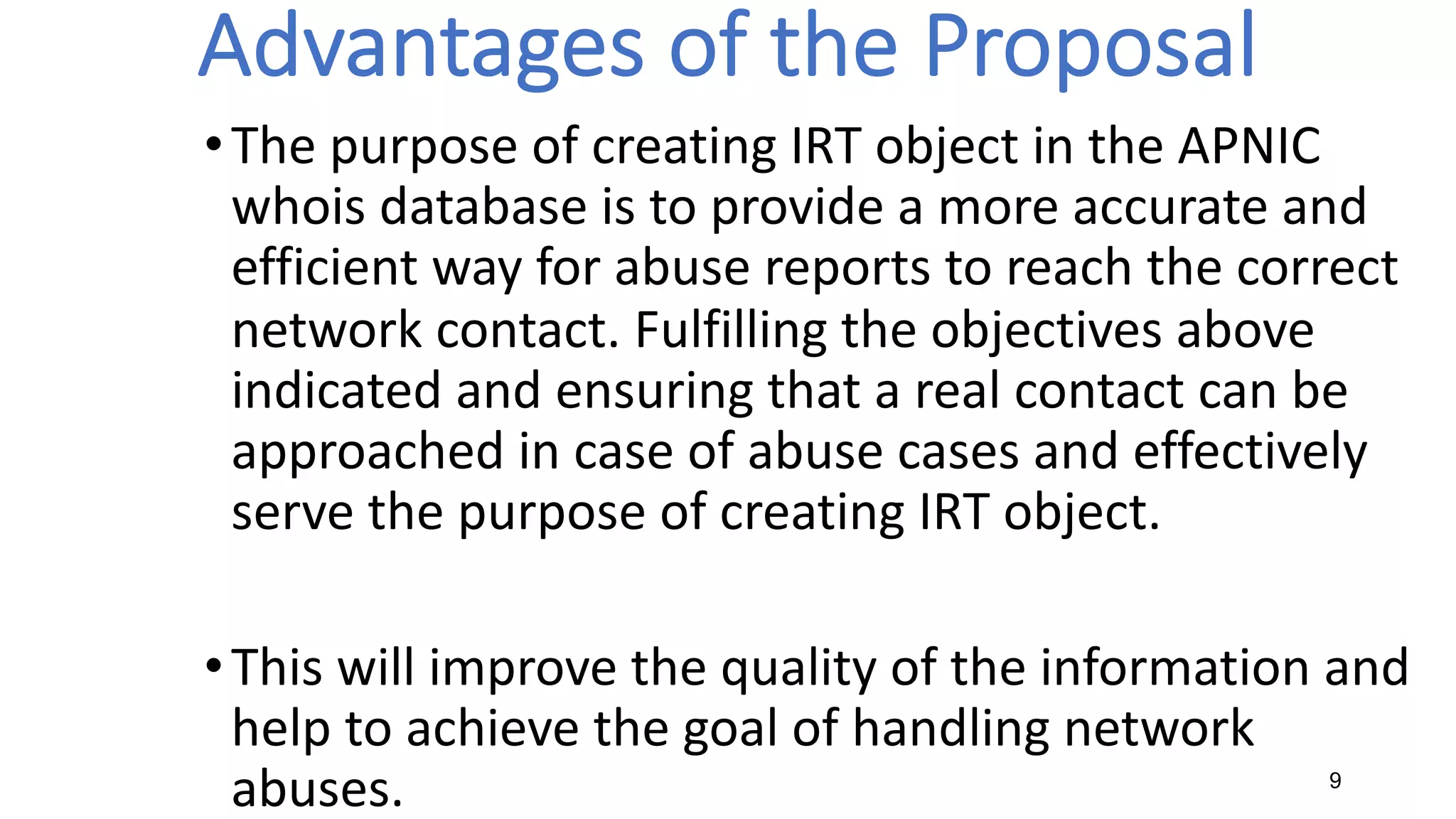 prop-125: Validation of "abuse-mailbox" and other IRT emails | PPT