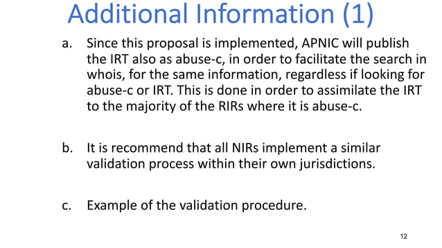 prop-125: Validation of "abuse-mailbox" and other IRT emails | PPT