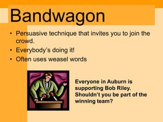 Techniques in Propaganda to lure the people to patronize your product.ppt