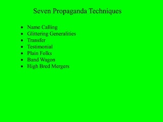 Propaganda techniques with examples and etc | PPT