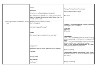 PROPAGANDA techniques grade 8 lesson plan English | DOCX