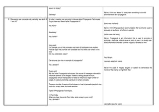 PROPAGANDA techniques grade 8 lesson plan English | DOCX