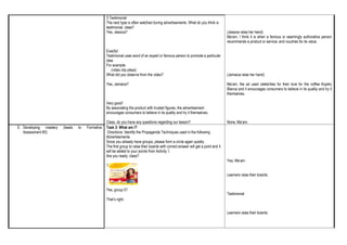 PROPAGANDA techniques grade 8 lesson plan English | DOCX
