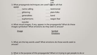 Propaganda Analysis Worksheet for senior high school | PPTX