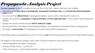Propaganda and Rhetorical Appeals Project 2023 | PPTX
