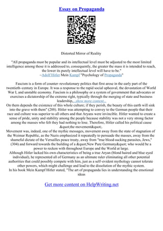 Propaganda Essay | PDF