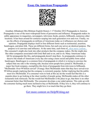 Propaganda Essay | PDF