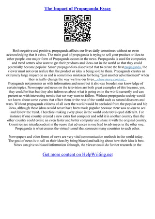 Propaganda Essay | PDF