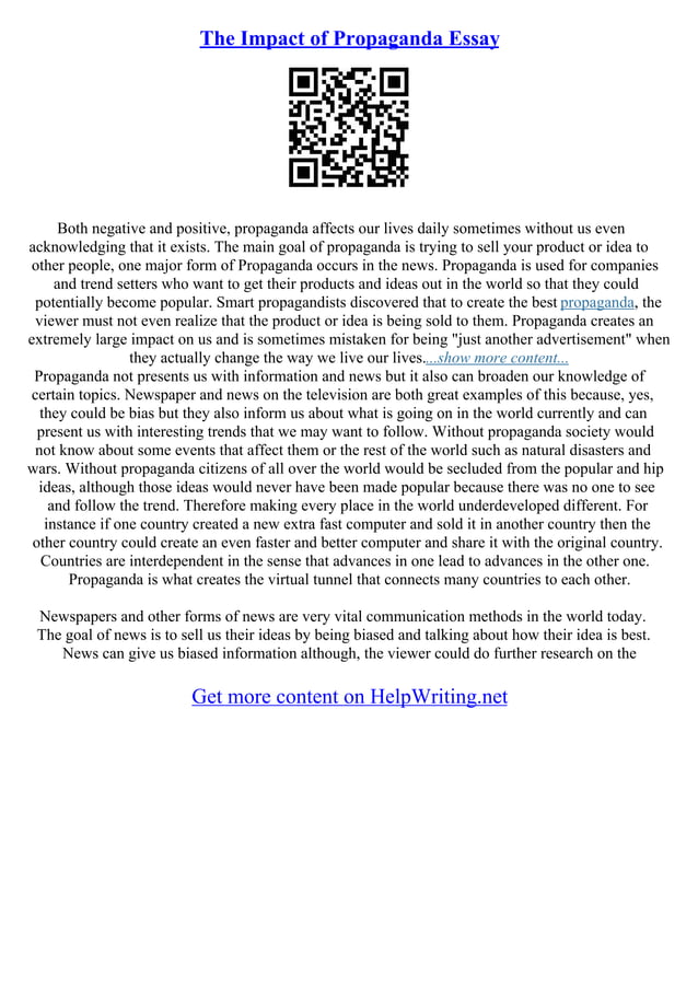 Propaganda Essay | PDF