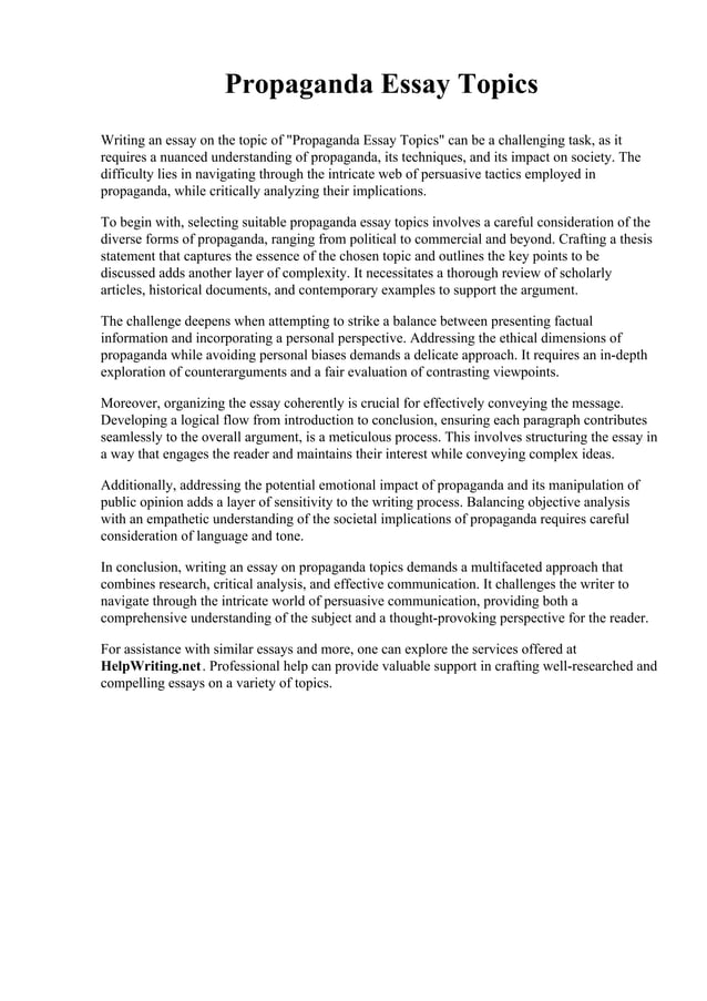 Propaganda Essay Topics.pdf | Education
