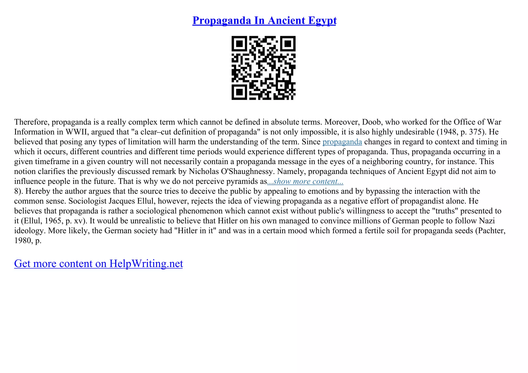Propaganda In Ancient Egypt | PDF