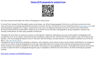 Propaganda In Animal Farm | PDF