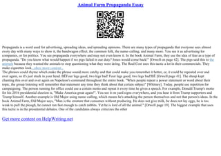 Propaganda In Animal Farm | PDF