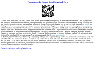 Propaganda In Animal Farm | PDF