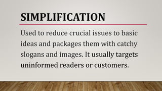 Propaganda techniques.pptx in English Nine | PPTX