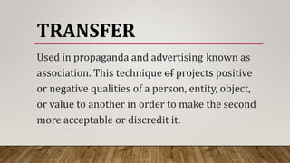 Propaganda techniques.pptx in English Nine | PPTX