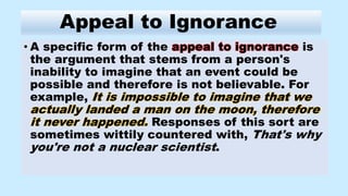 Propaganda techniques: Appeal to ignorance by Dean Berry | PPTX