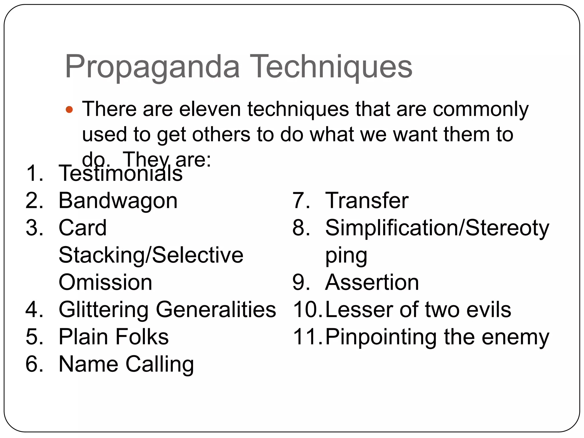 Propaganda techniques | PPTX