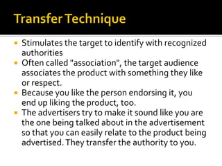 Transfer Advertising Examples