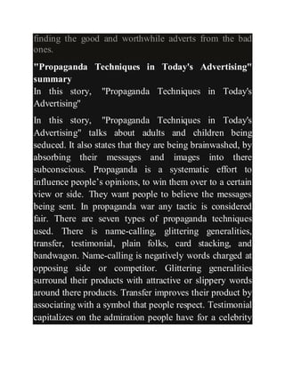 Propaganda techniques in today’s advertising | DOCX