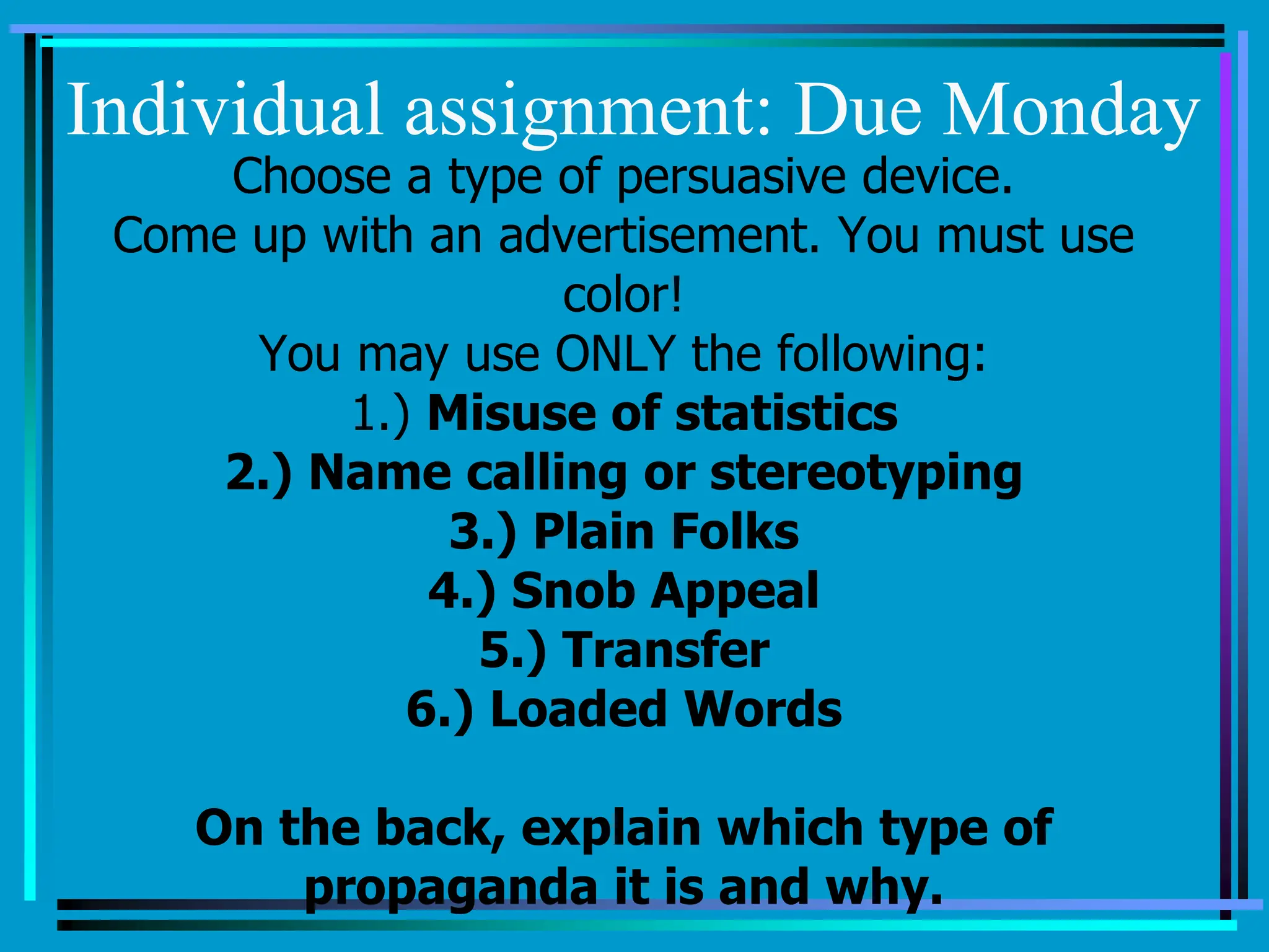 propaganda techniques lessons.powerpoint | PPT