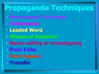 propaganda techniques lessons.powerpoint | PPT