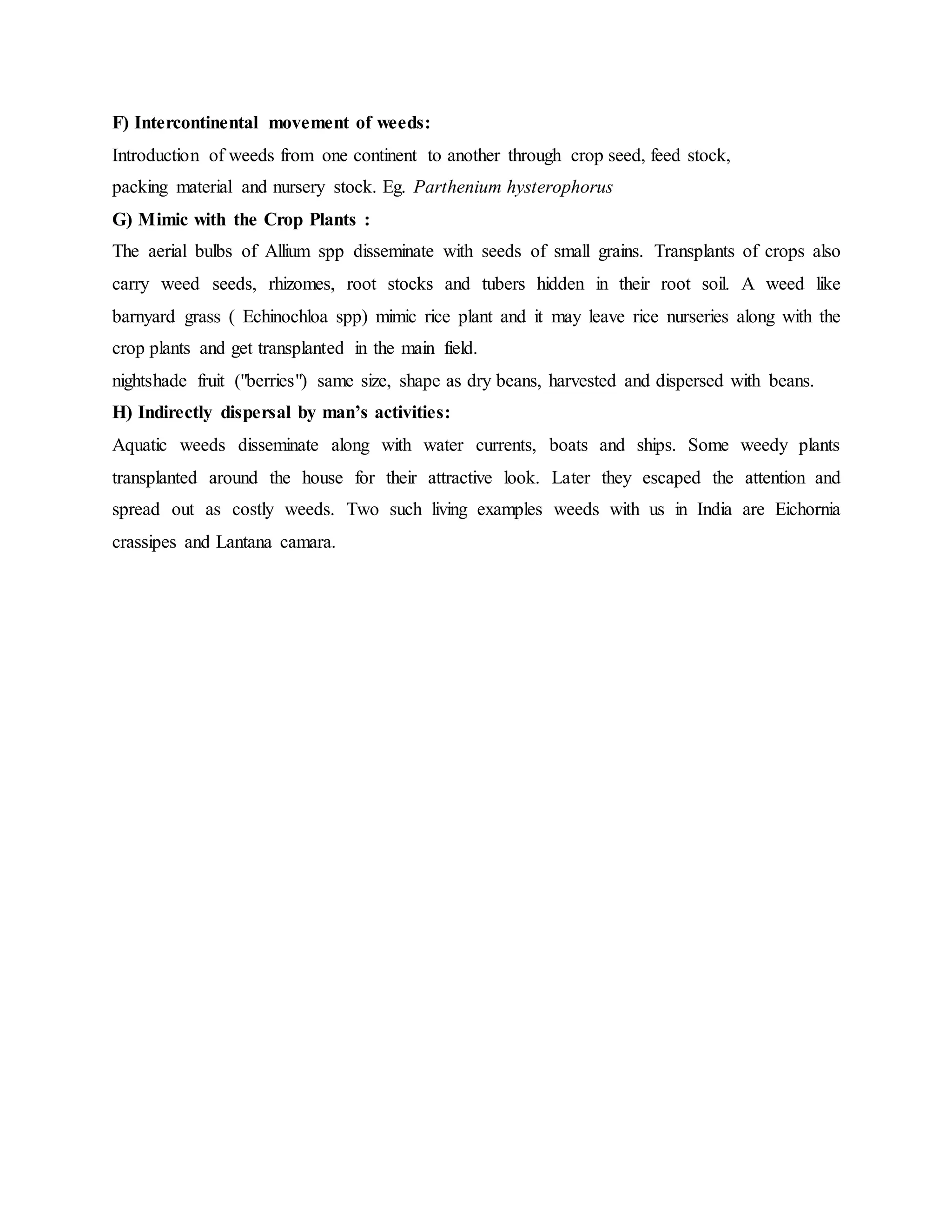 Propagation and Dissemination of weeds | DOCX