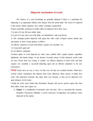 Propagation and Dissemination of weeds | DOCX