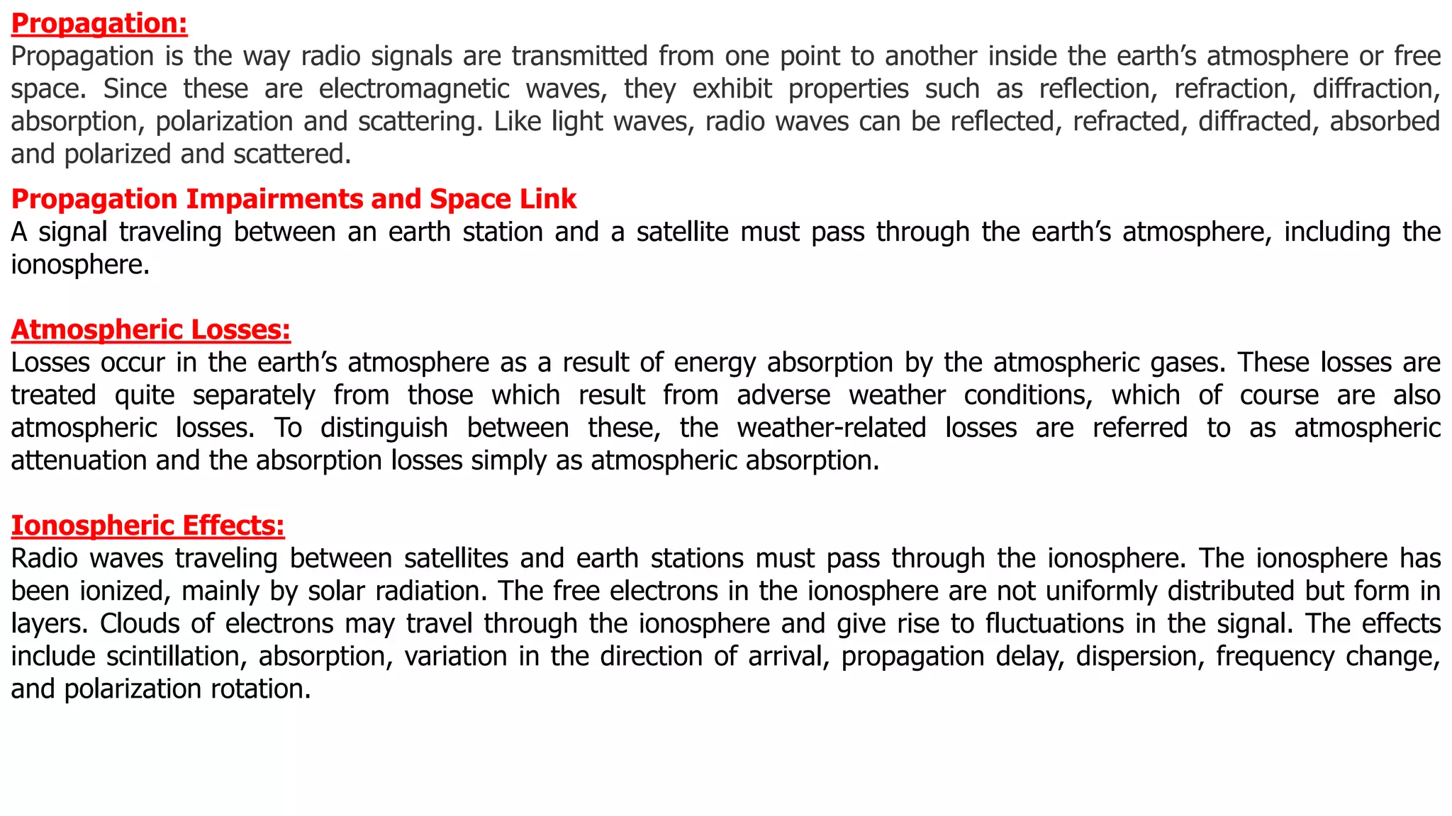 Propagation effects and their impact on satellite earth links | PDF